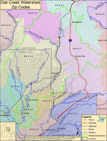 Watershed Map with Zip Codes – Oak Creek Watershed Council